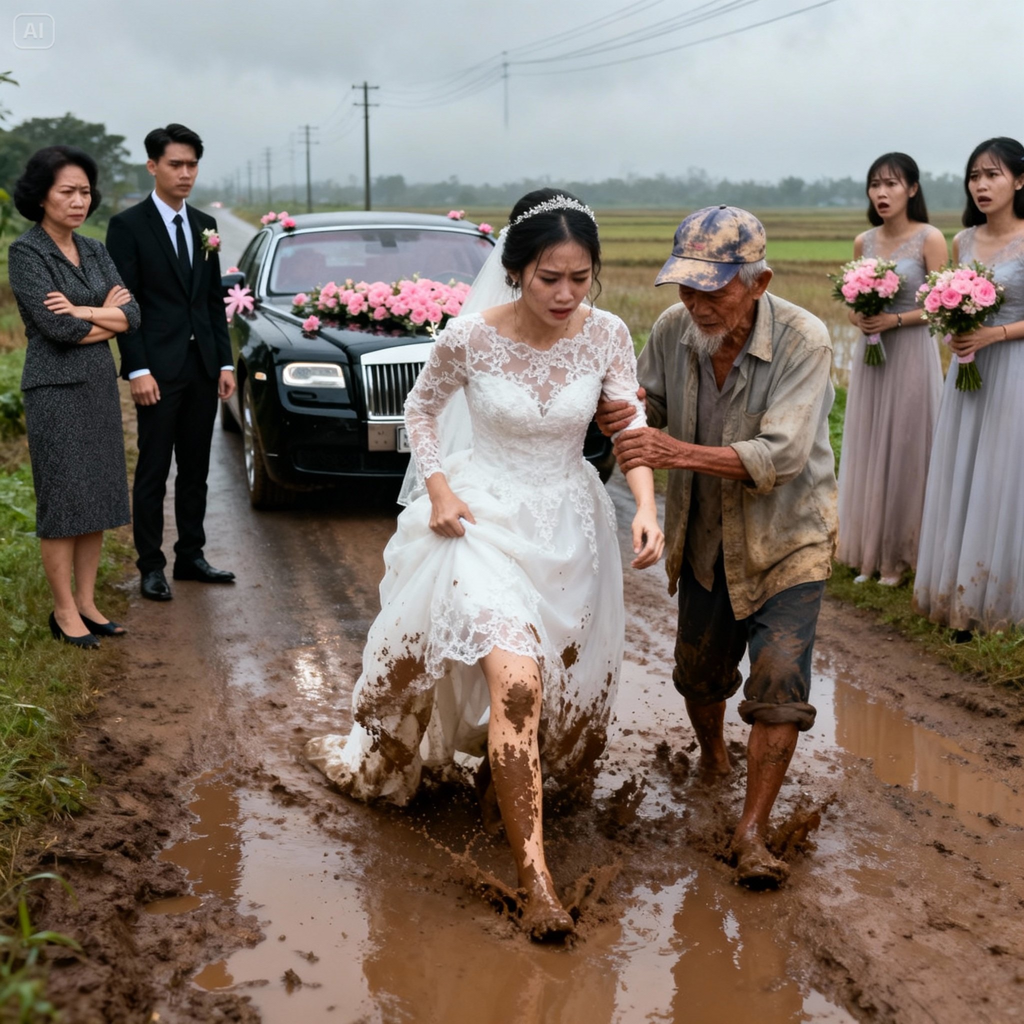 Ch;;ê nhà con dâu nghèo rớt ở giữa cánh đồng, đường vào lầy lội, mẹ ...